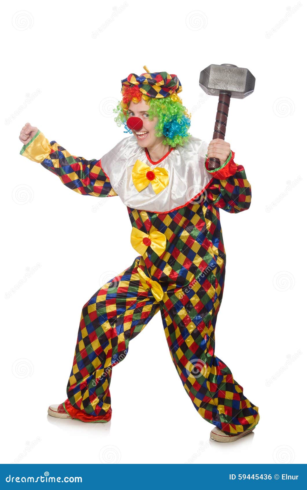 Clown with Hammer Isolated on White Stock Photo - Image of carpentry ...
