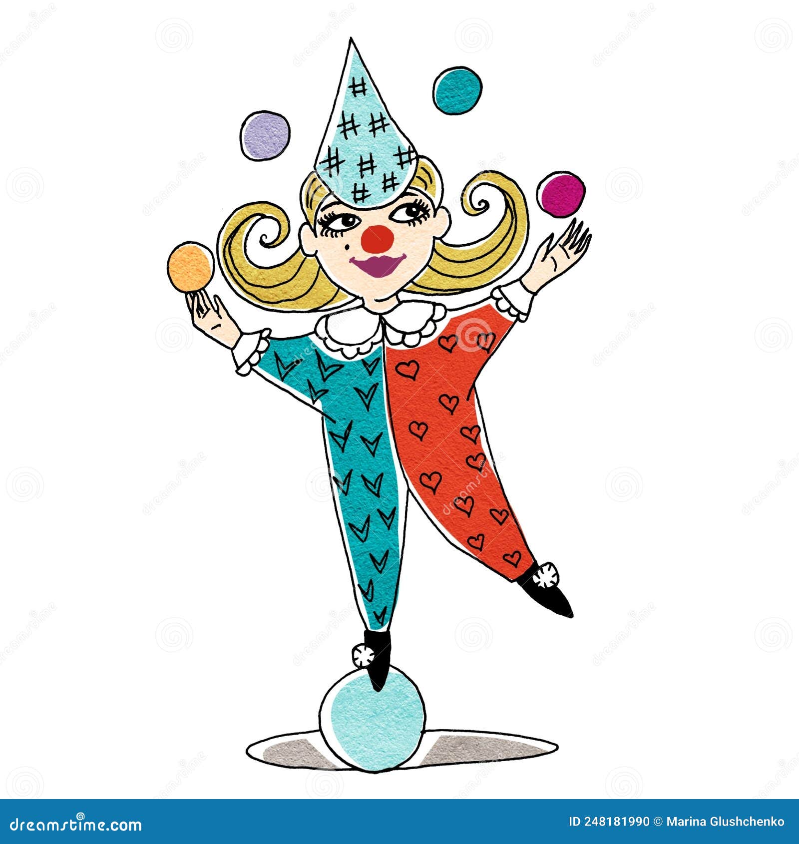 Clown Hand Drawing PicturÐµ Stock Photo - Image of pictur, hand: 248181990