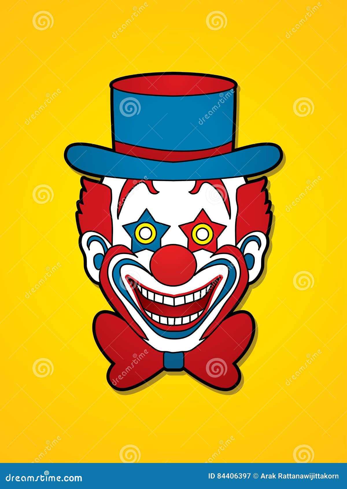 Clown head smile face stock vector. Illustration of character - 84406397