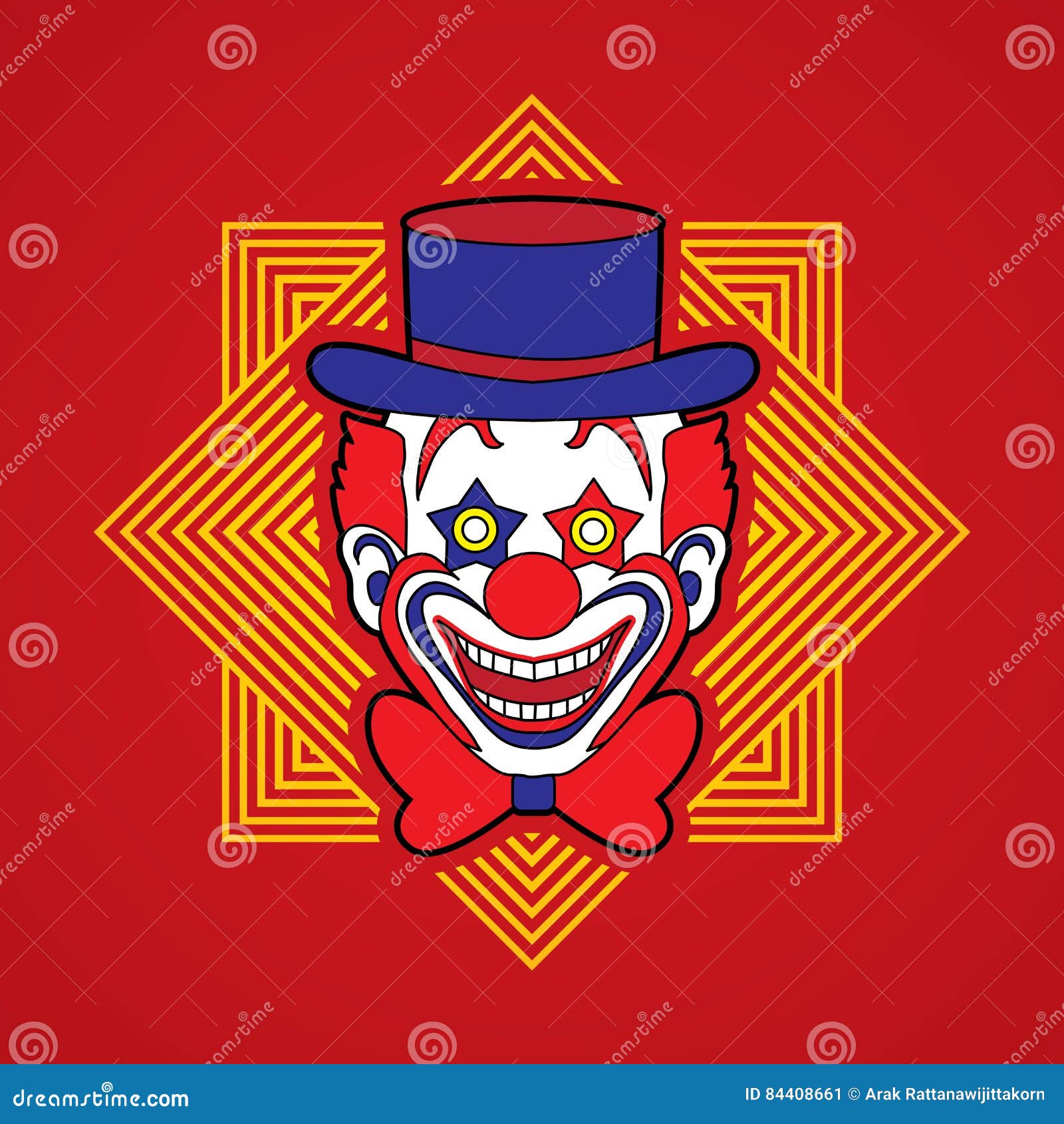 Clown head smile face stock vector. Illustration of festival - 84408661