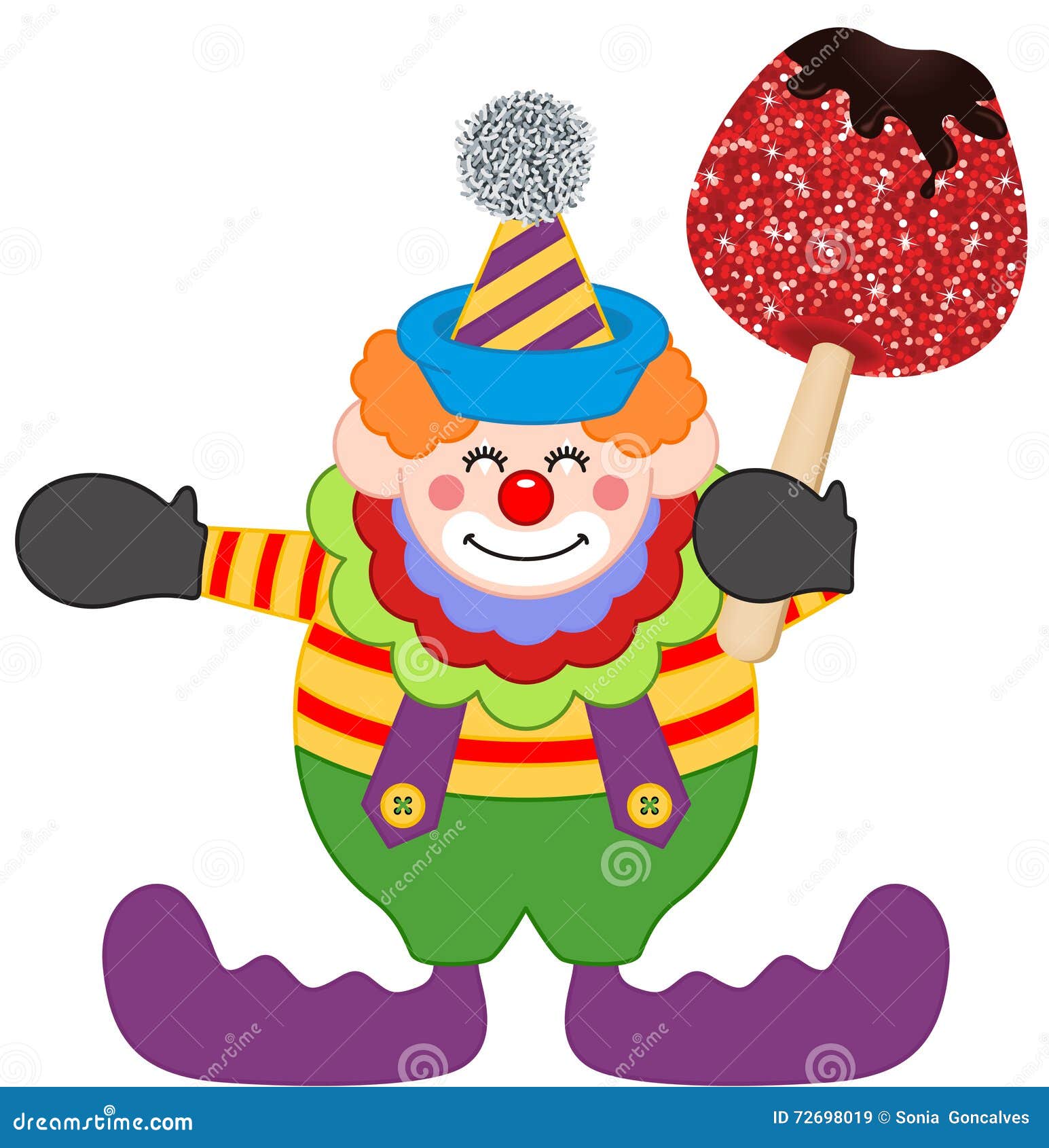 Clown Holding Candied Apple Stock Vector - Illustration of ...