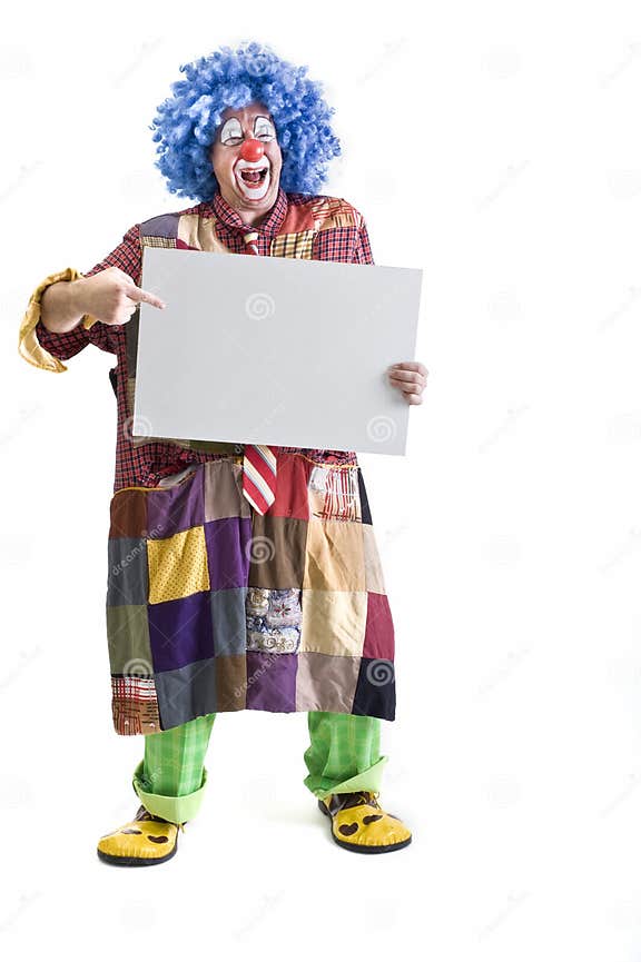 Clown holding sign stock photo. Image of carnival, board - 11890882