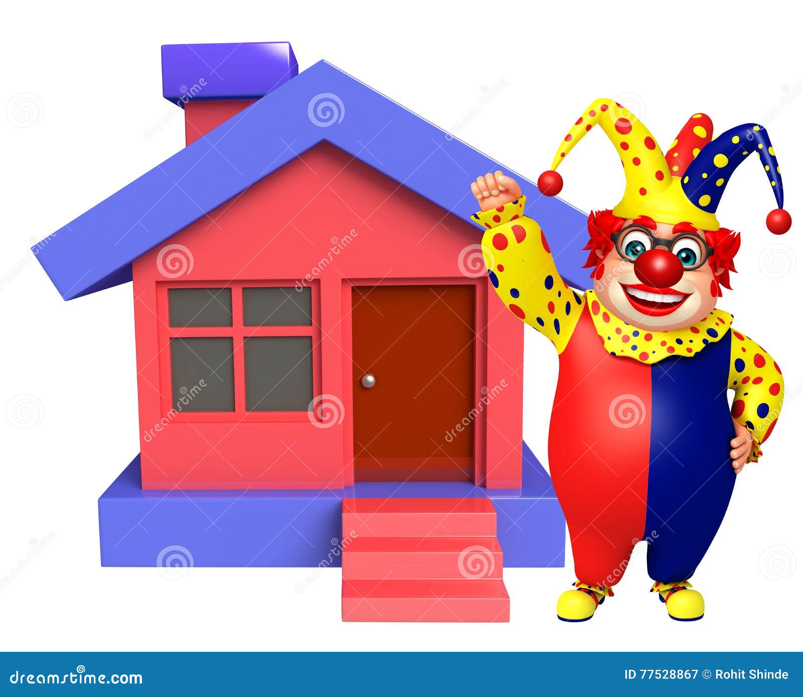 Clown with Home stock illustration. Illustration of clown - 77528867