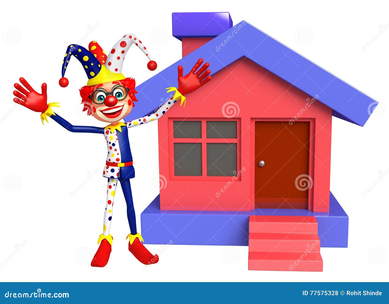Clown with Home stock illustration. Illustration of clipart - 77575328
