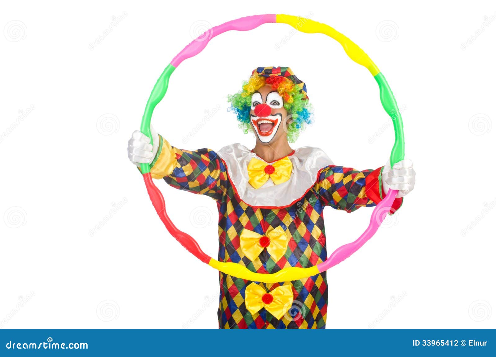 Clown with hula hoop stock photo. Image of aerobics, birthday - 33965412