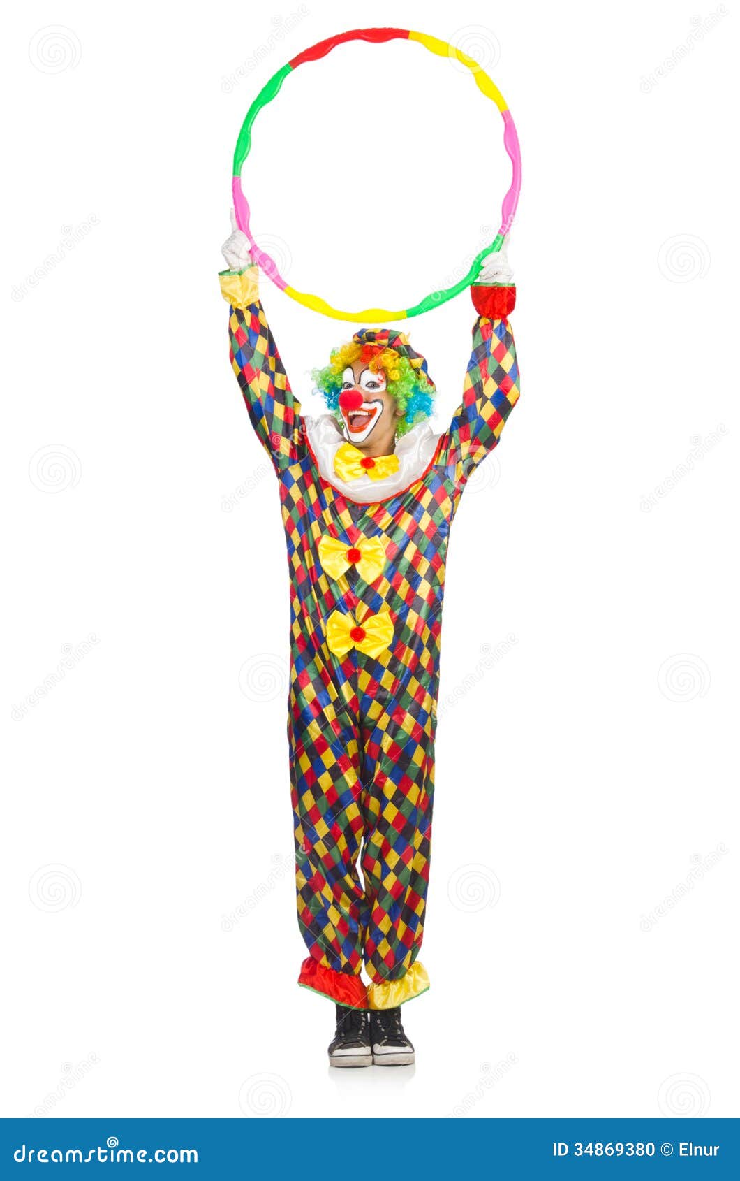 Clown with hula hoop stock photo. Image of isolated, face - 34869380