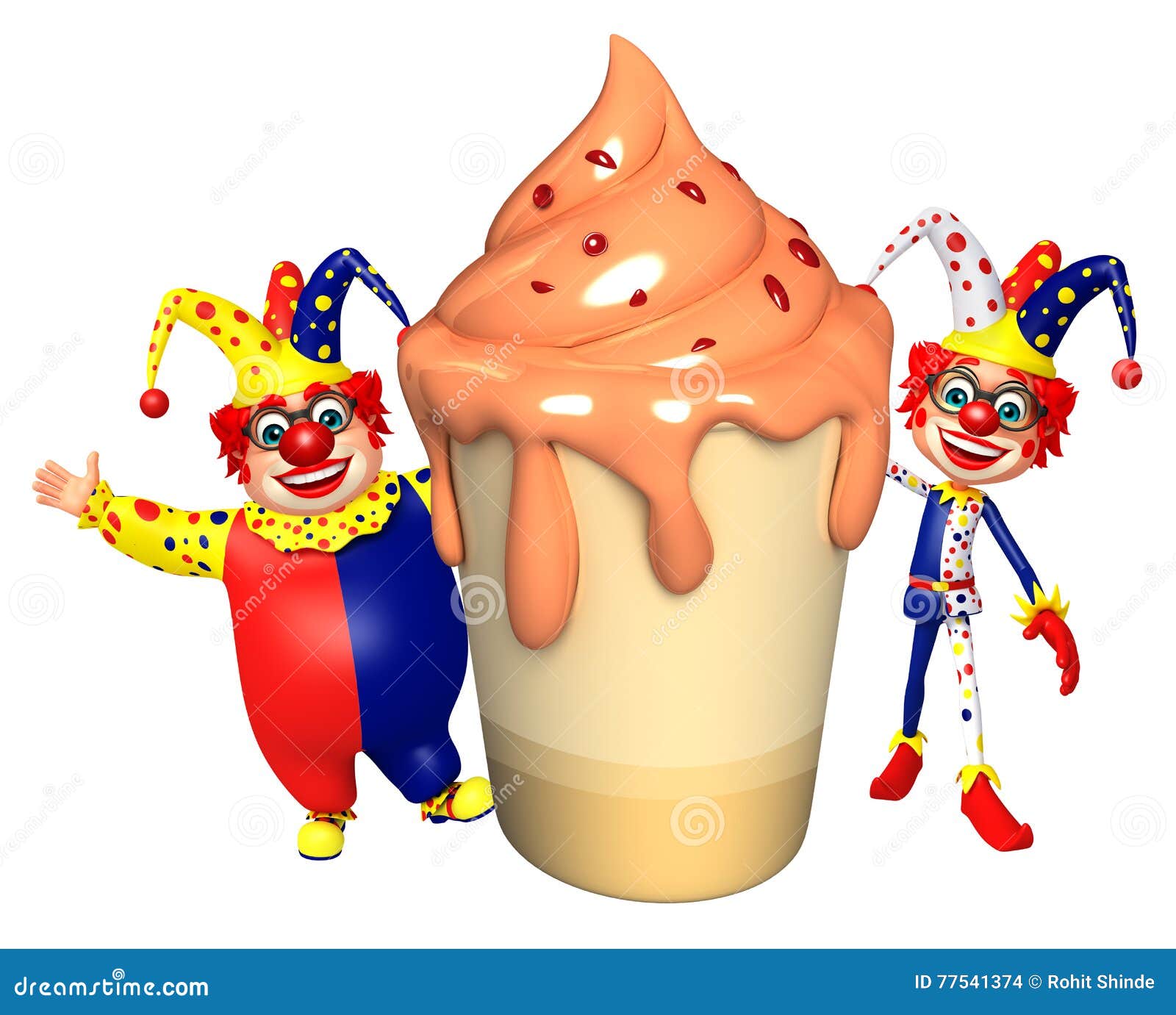 Clown Ice Cream Biscuit On Wafers Cartoon Vector Illustration ...