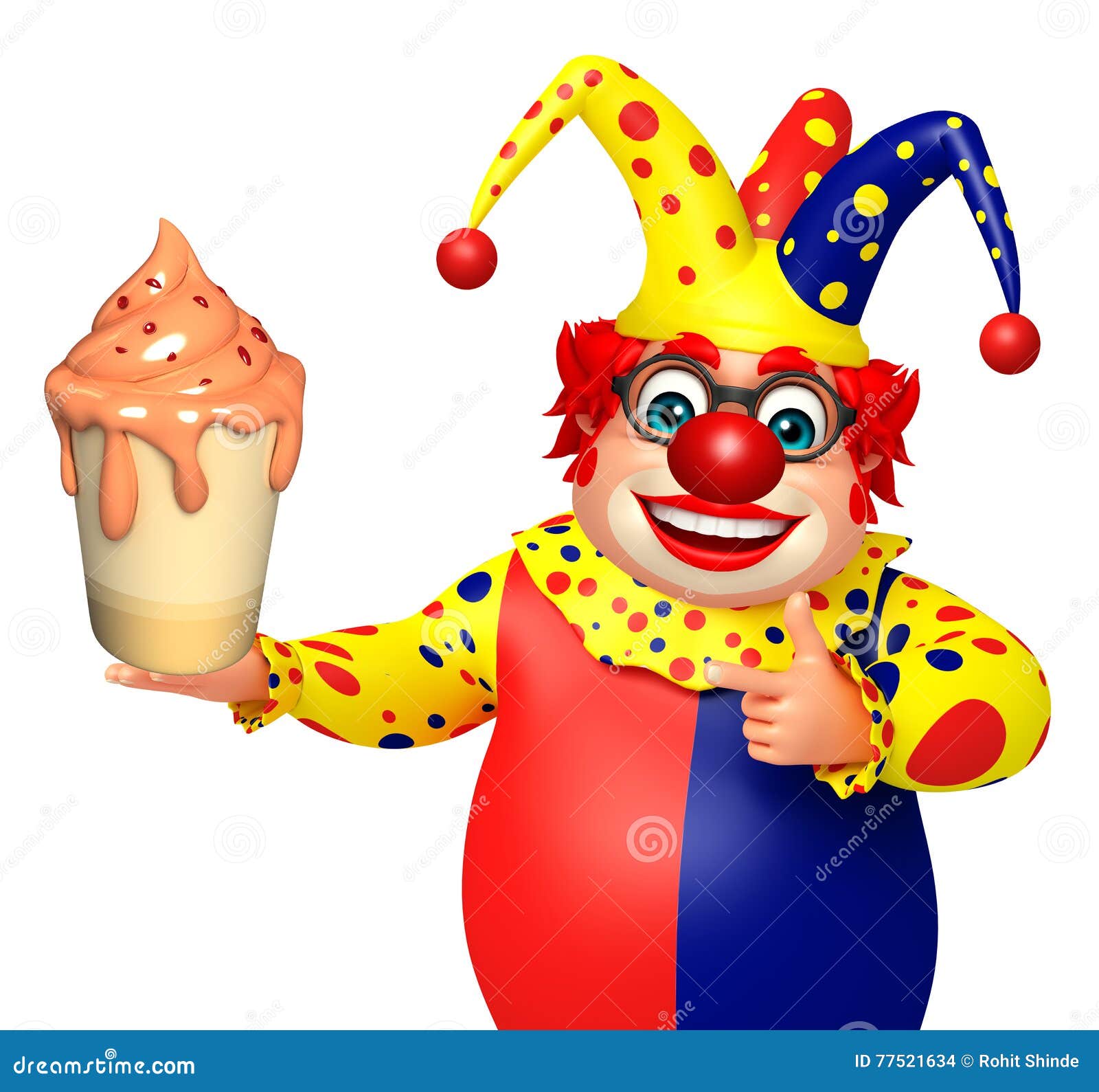 Clown with Icecream stock illustration. Illustration of birthday - 77521634