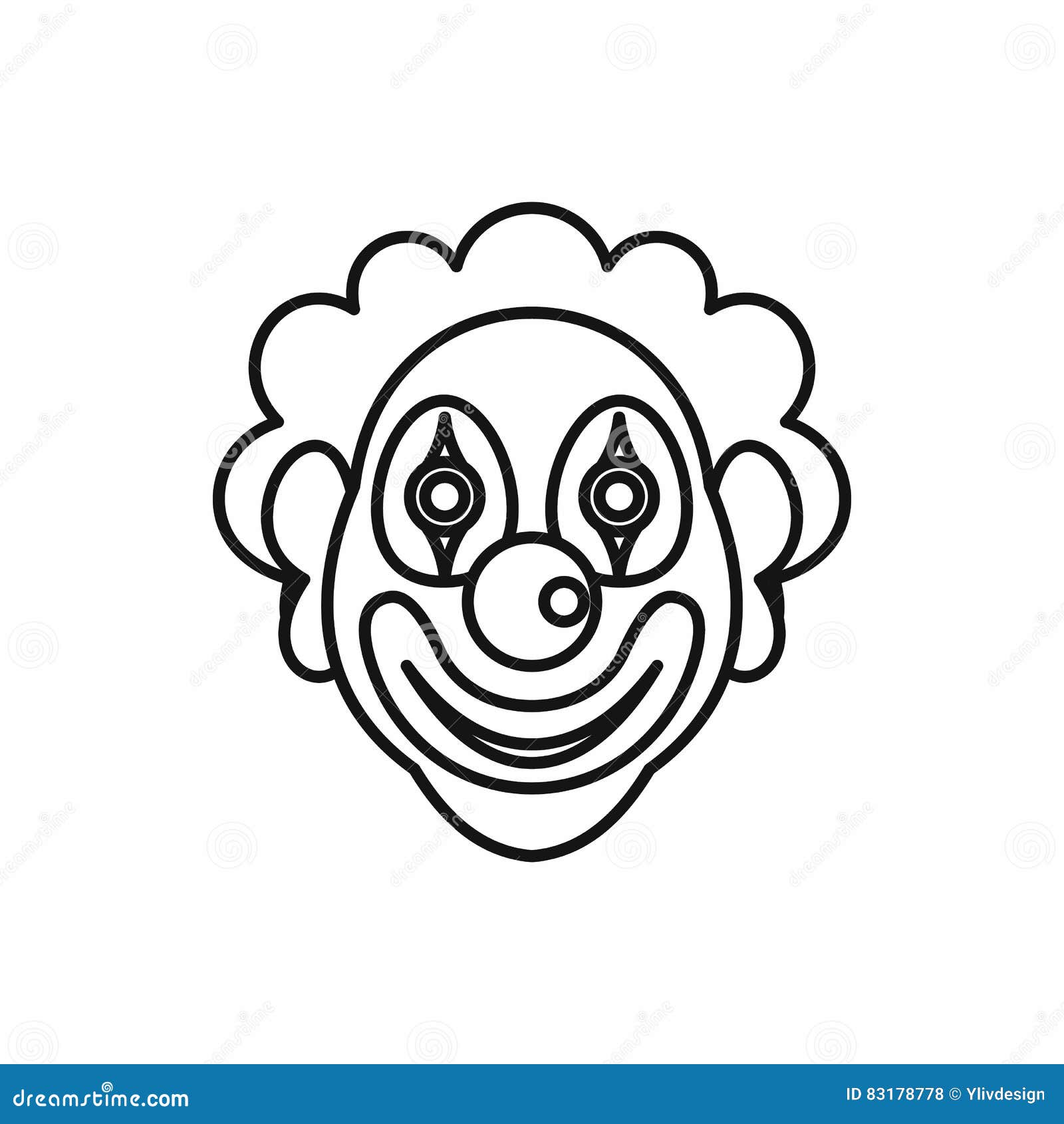 Clown Icon in Outline Style Stock Vector - Illustration of angry, adult ...