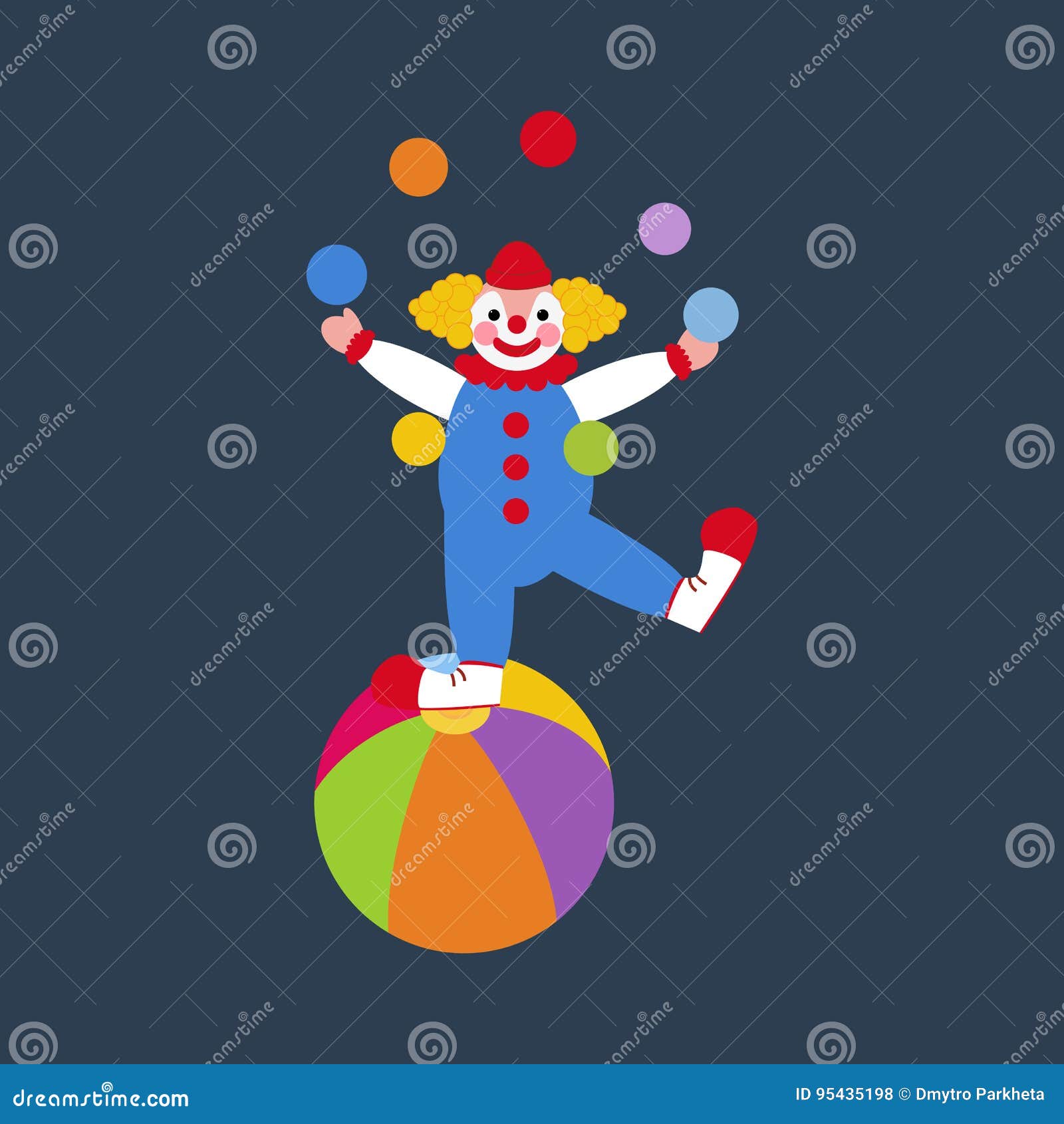 Clown juggler illustration stock vector. Illustration of cute - 95435198