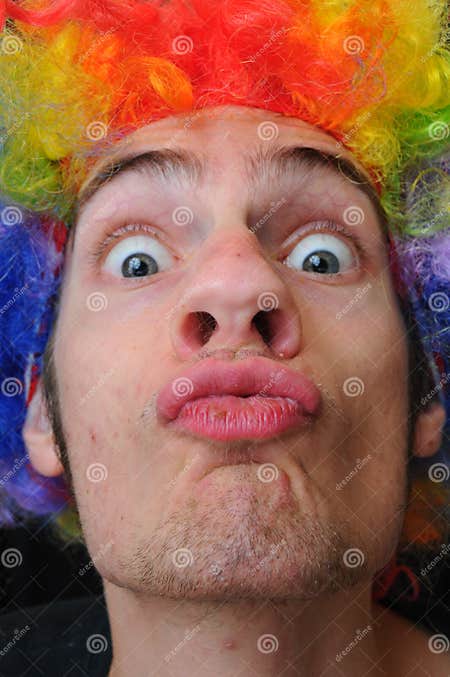 Clown Kiss stock image. Image of happy, hair, hand, humor - 15299601