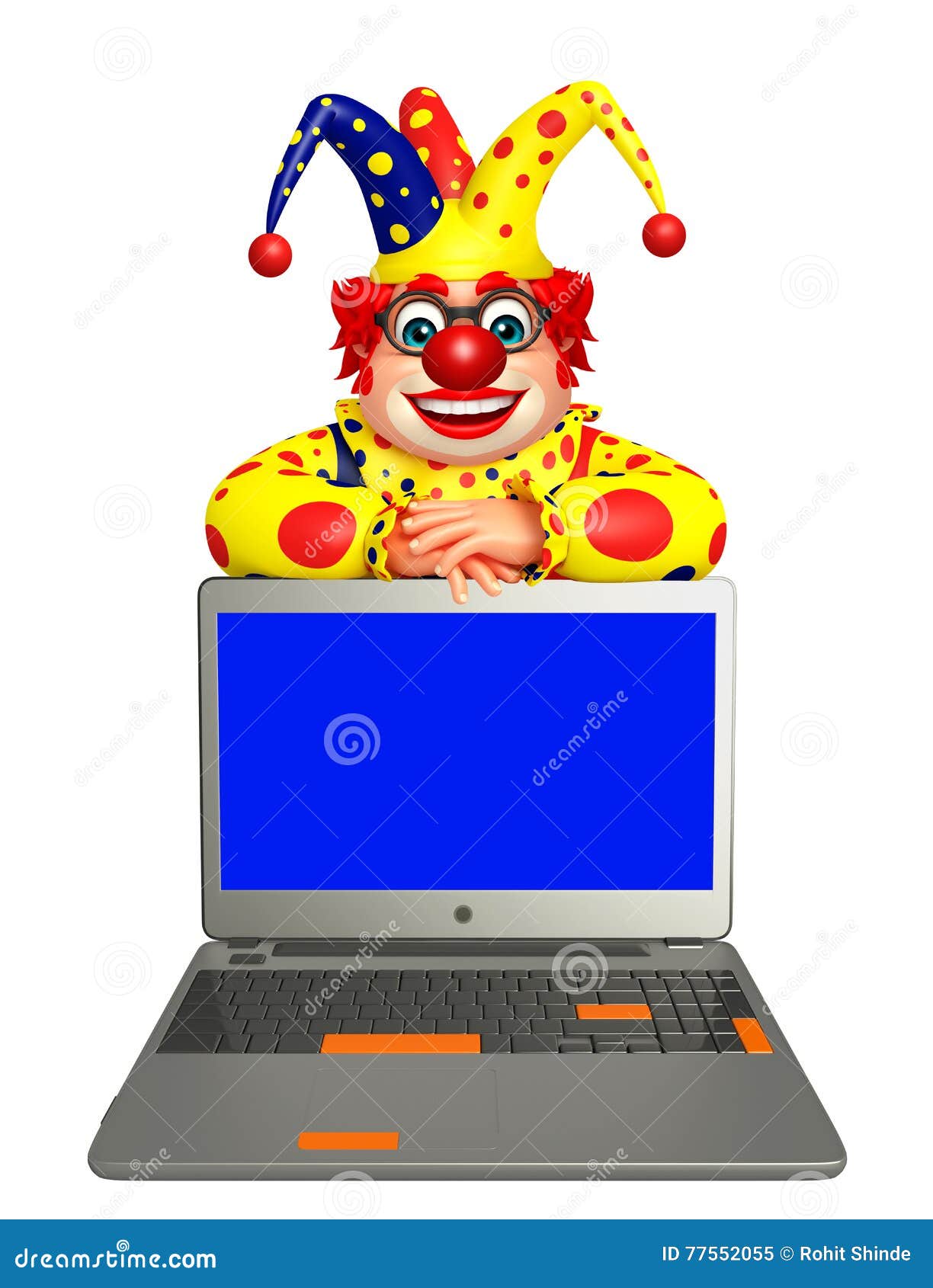 Clown with Laptop stock illustration. Illustration of humor - 77552055