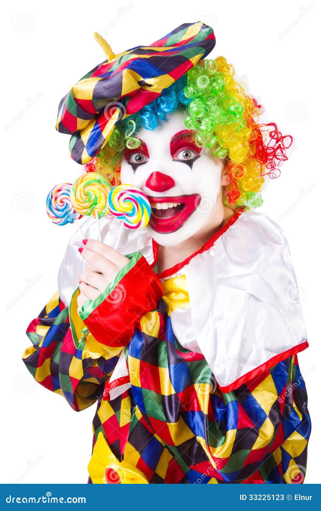 Clown with lollipops stock image. Image of nose, happy - 33225123