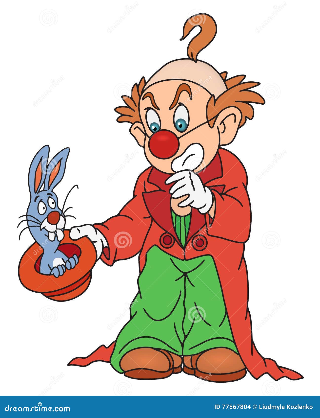 Clown Magician with a Rabbit Stock Vector - Illustration of costume ...