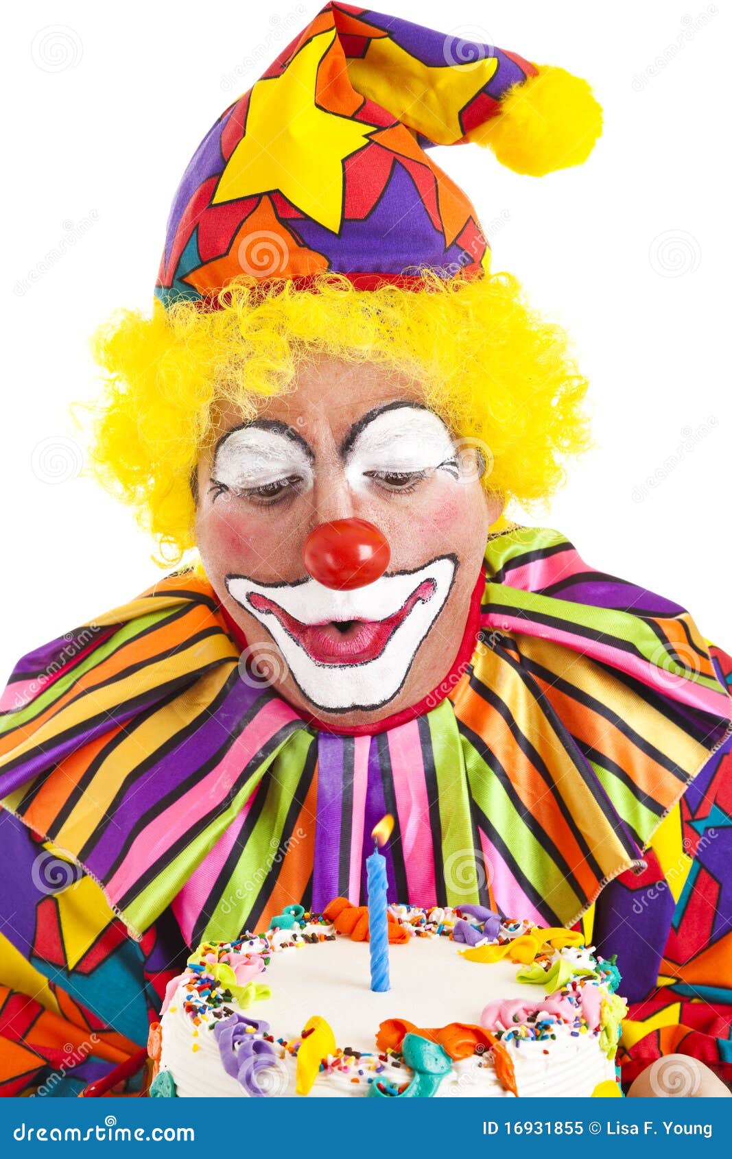 Clown Makes Birthday Wish stock image. Image of comedy - 16931855