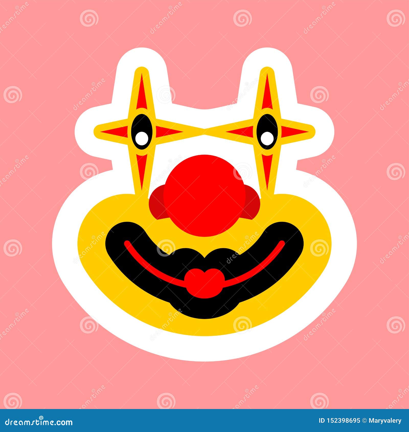 Clown Makeup Face Isolated. Funster Mask Vector Illustration Stock ...