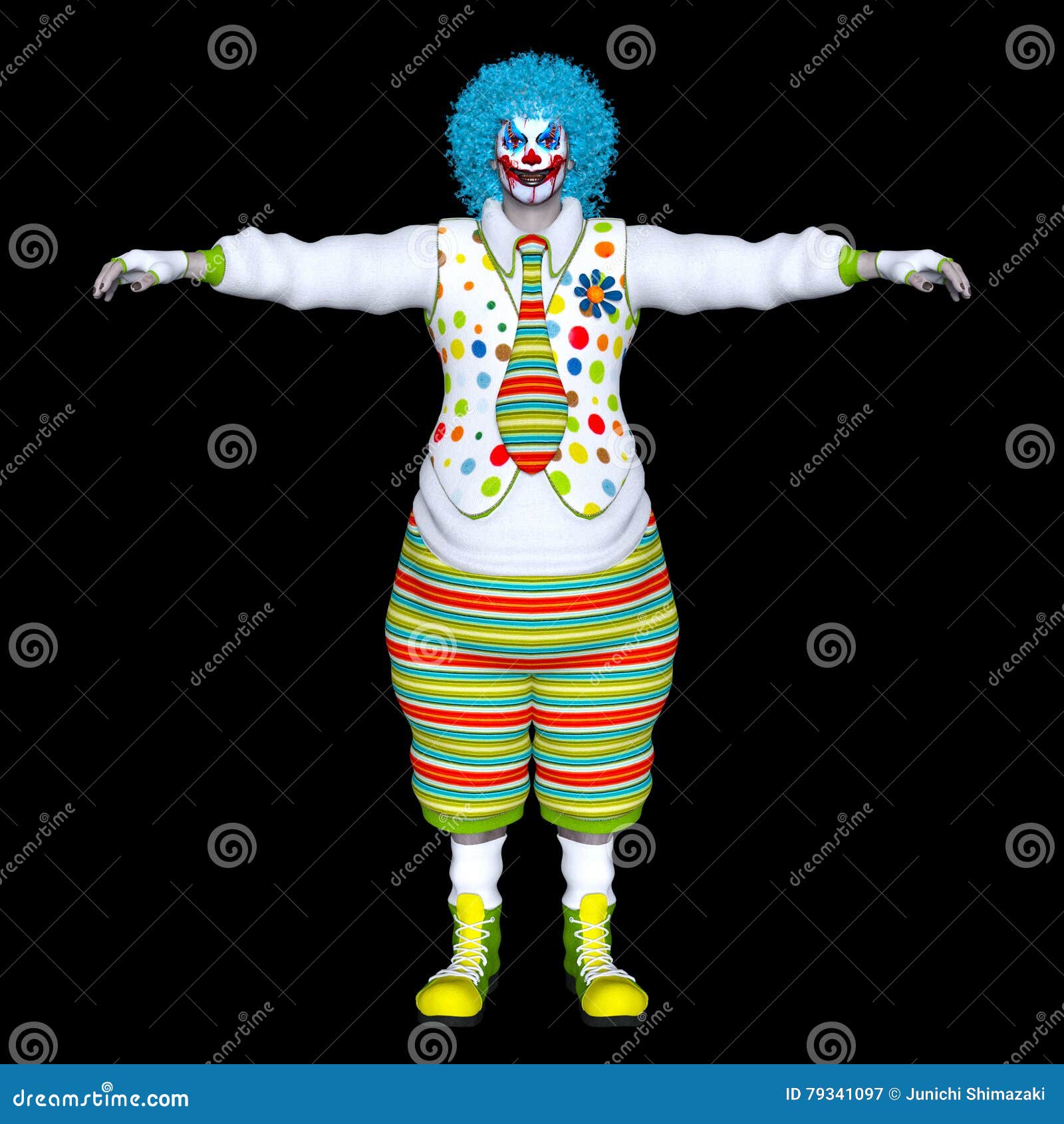 Man Clown With Makeup Face And Flamboyant Costume As Circus Artist ...
