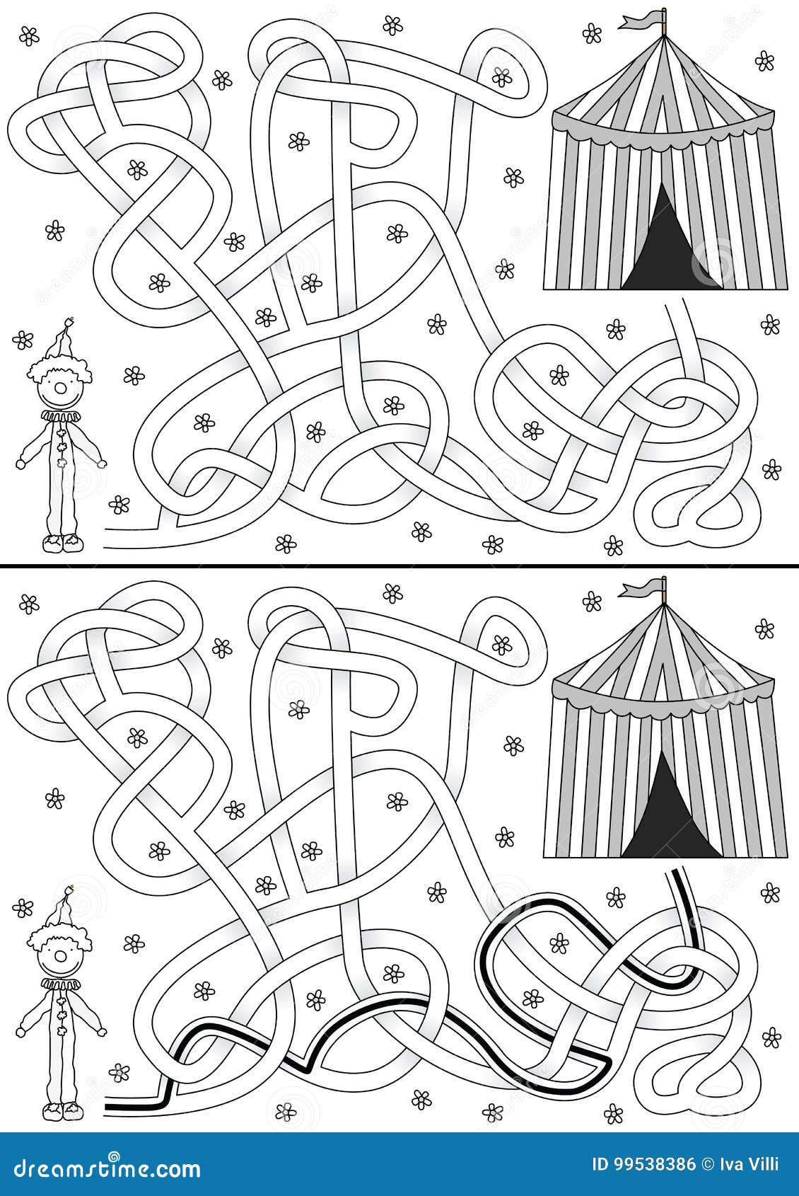 Clown maze stock vector. Illustration of brain, circus - 99538386