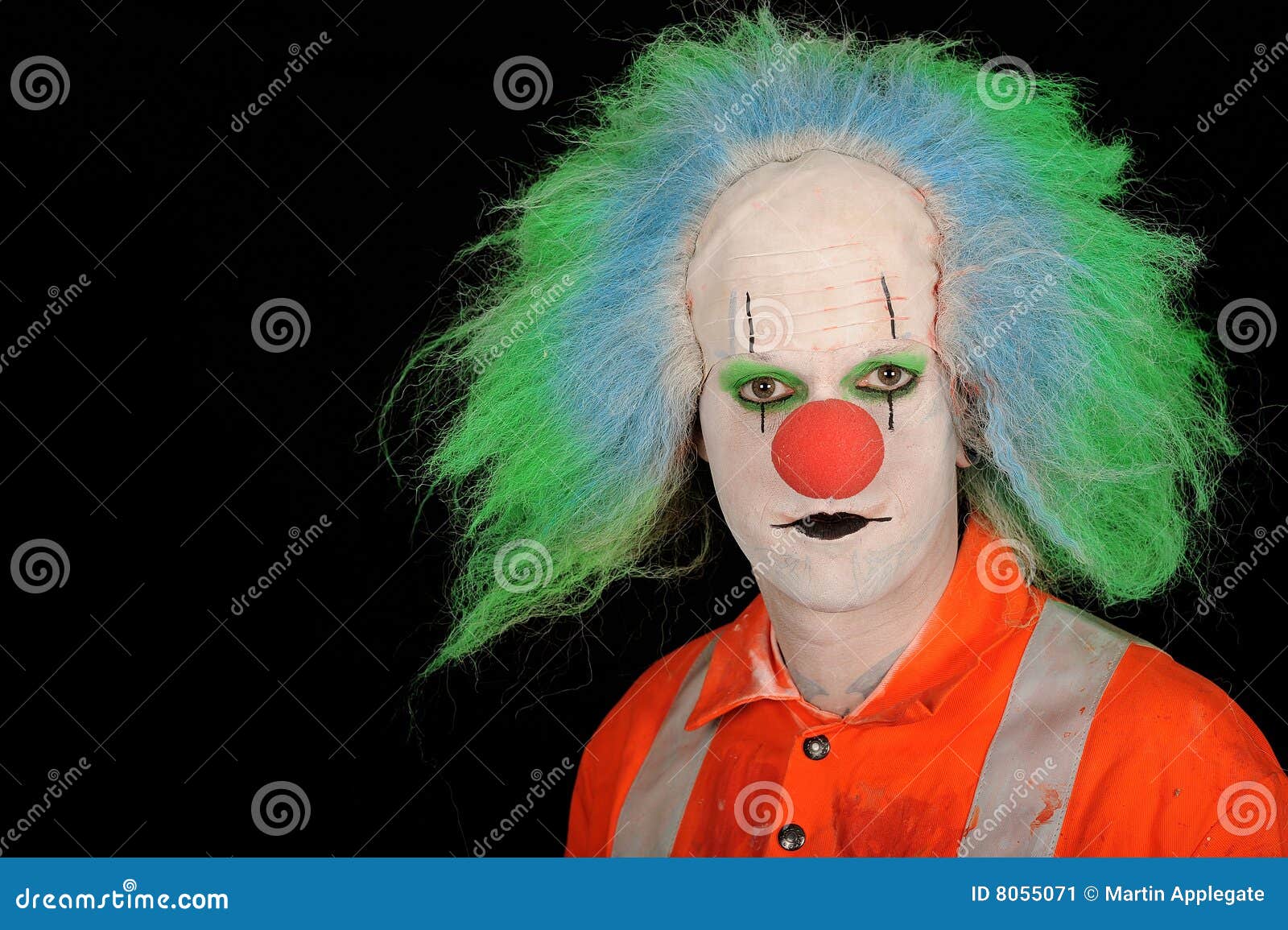 Clown met groen haar stock afbeelding. Image of binnen - 8055071