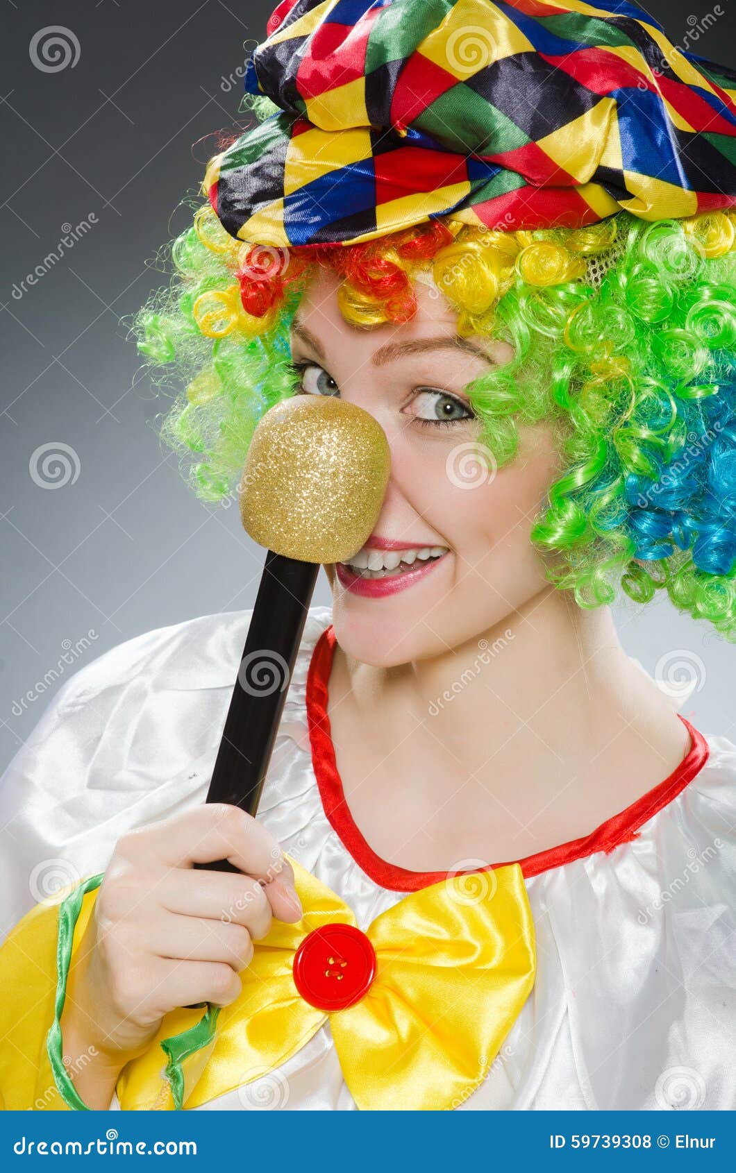 Clown with Mic in Funny Concept Stock Photo - Image of comic ...