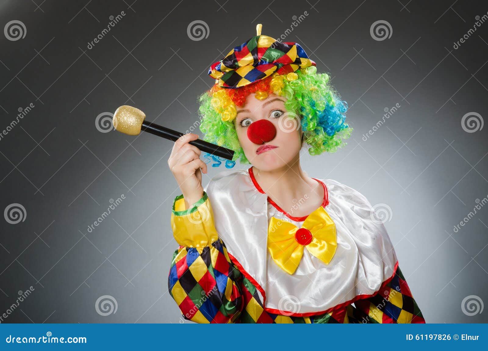 The Clown with Mic in Funny Concept Stock Photo - Image of carnival ...