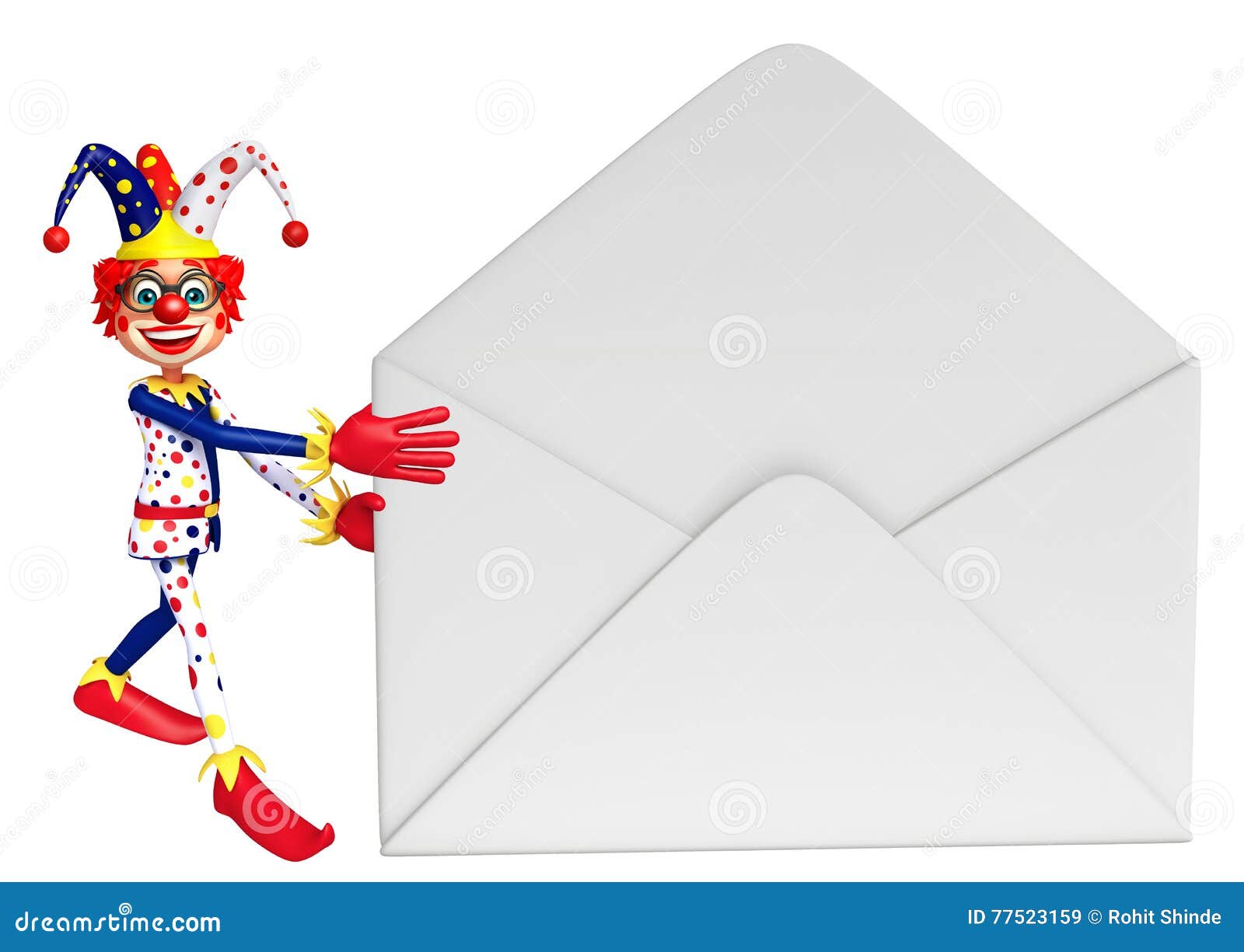 Clown mit Post stock abbildung. Illustration von perücke - 77523159