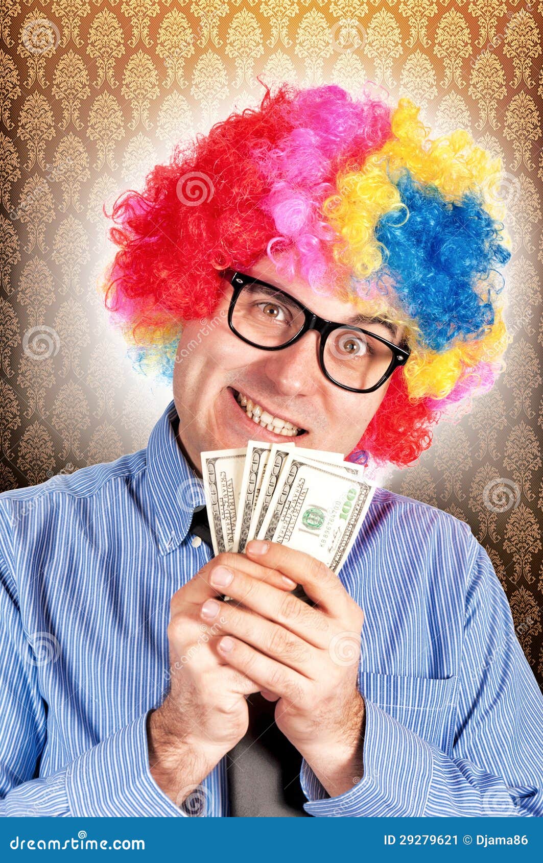 Clown with money stock image. Image of humor, hair, nose - 29279621