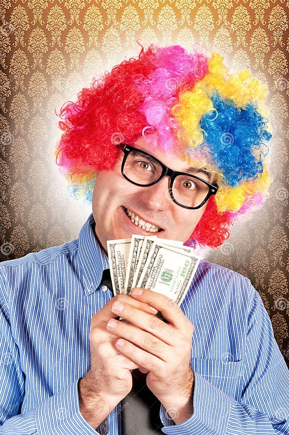 Clown with money stock image. Image of humor, hair, nose - 29279621