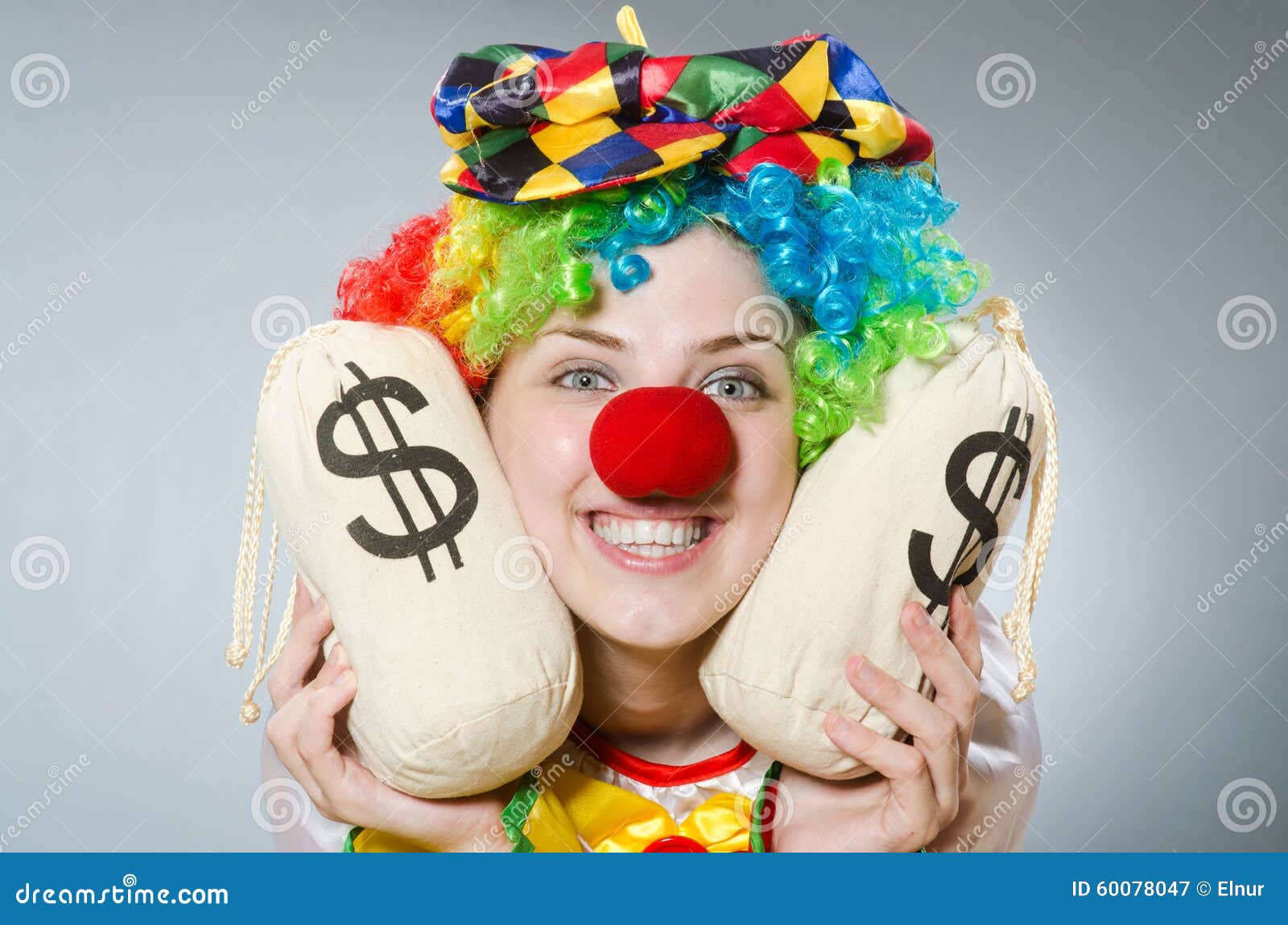 Clown with Money Bag in Funny Concept Stock Image - Image of fool ...