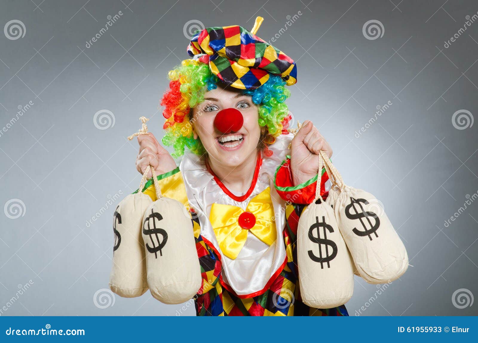 The Clown with Money Bag in Funny Concept Stock Image - Image of circus ...