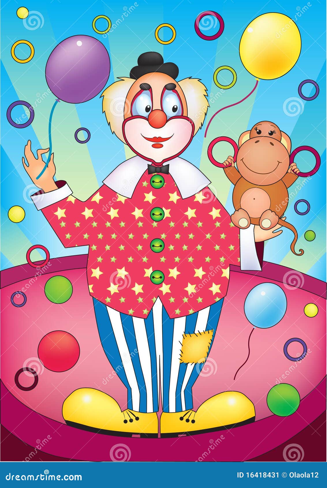 Clown with a monkey stock vector. Illustration of clown - 16418431
