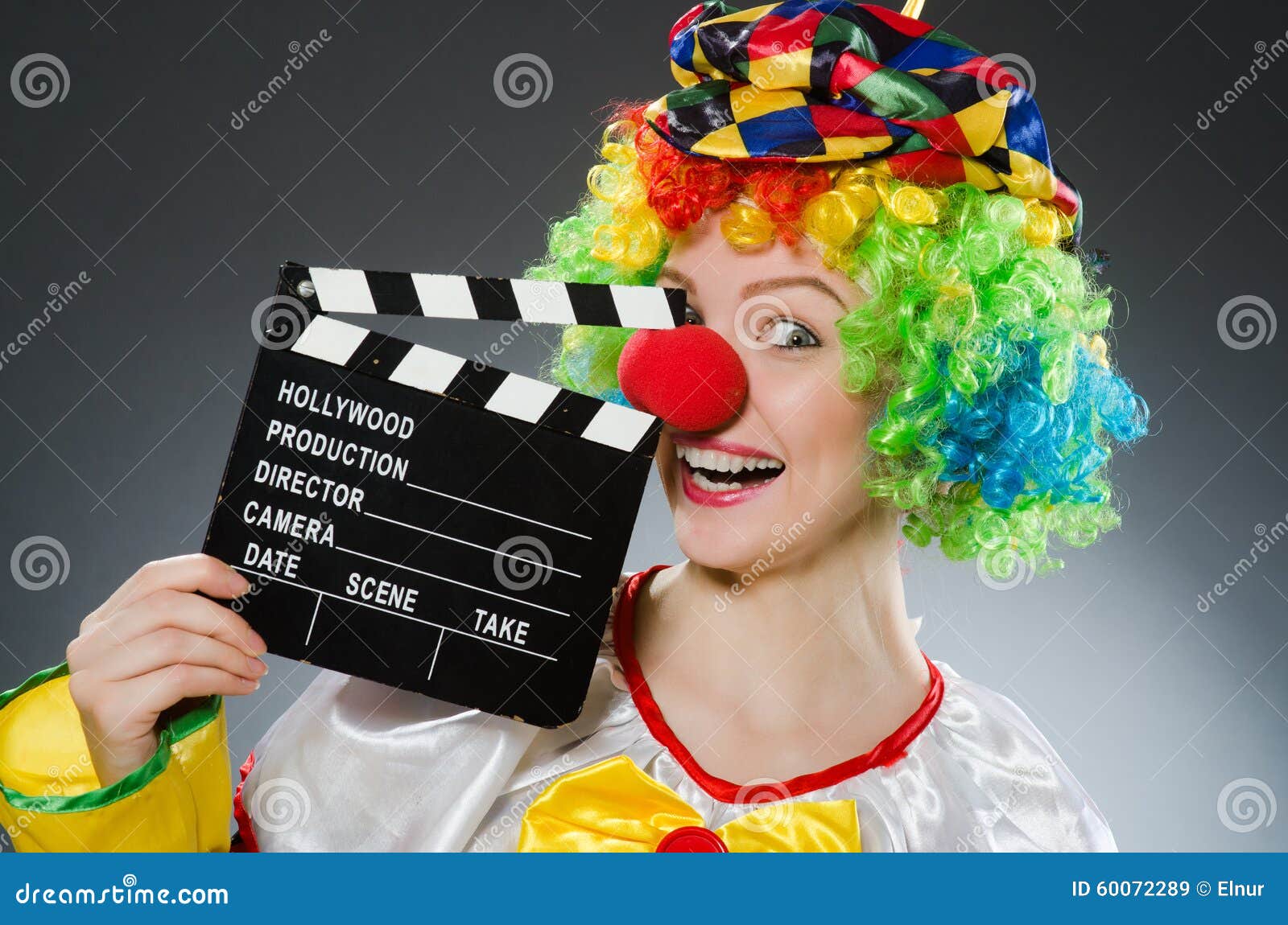 Clown with Movie Clapper in Funny Concept Stock Image - Image of comedy ...
