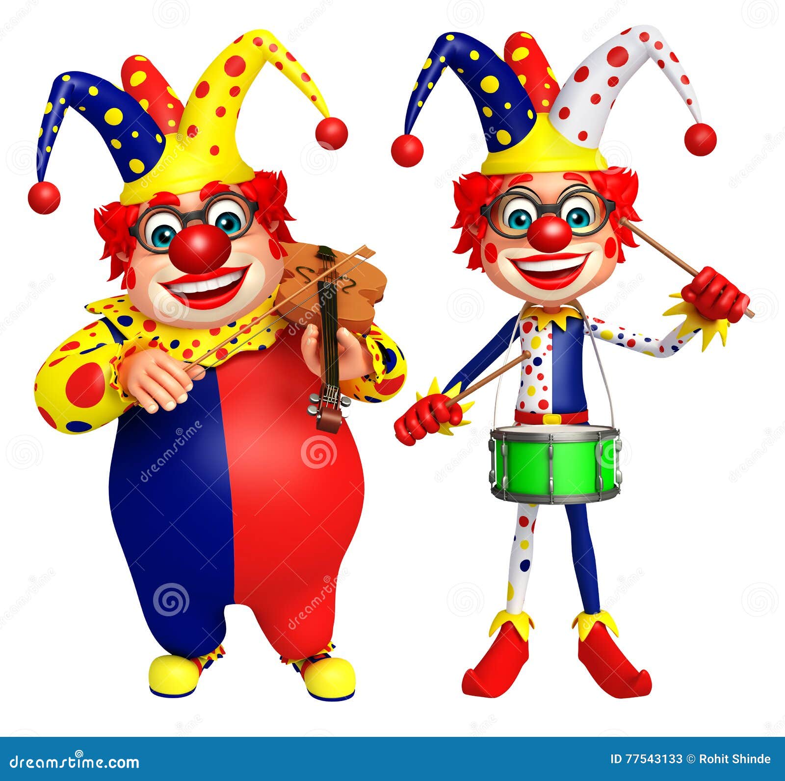 Clown with Musical Instrument Stock Illustration - Illustration of ...