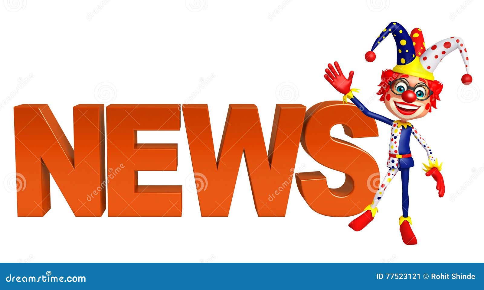 Clown with News sign stock illustration. Illustration of clown - 77523121