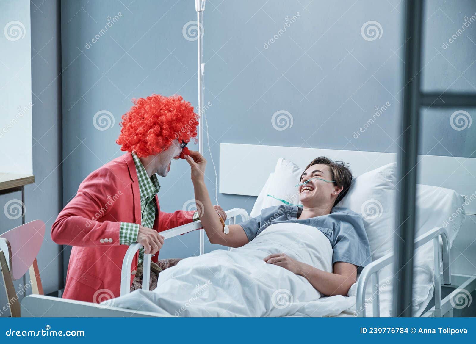 Clown with Patient at Hospital Ward Stock Photo - Image of comfortable ...