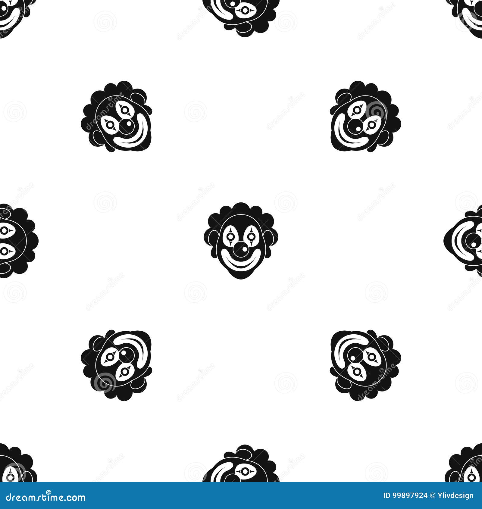 Clown Pattern Seamless Black Stock Vector - Illustration of funny ...