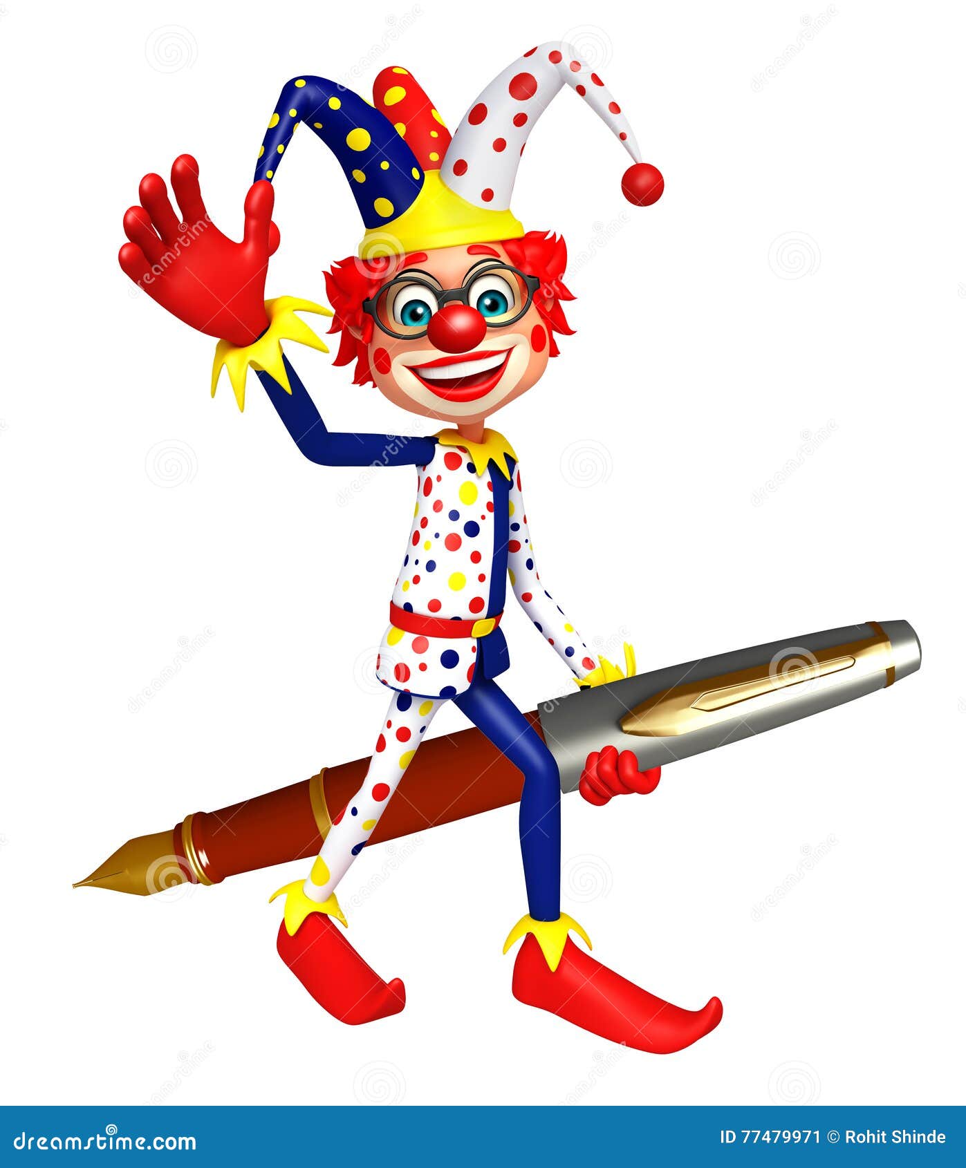Clown with Pen stock illustration. Illustration of clown - 77479971