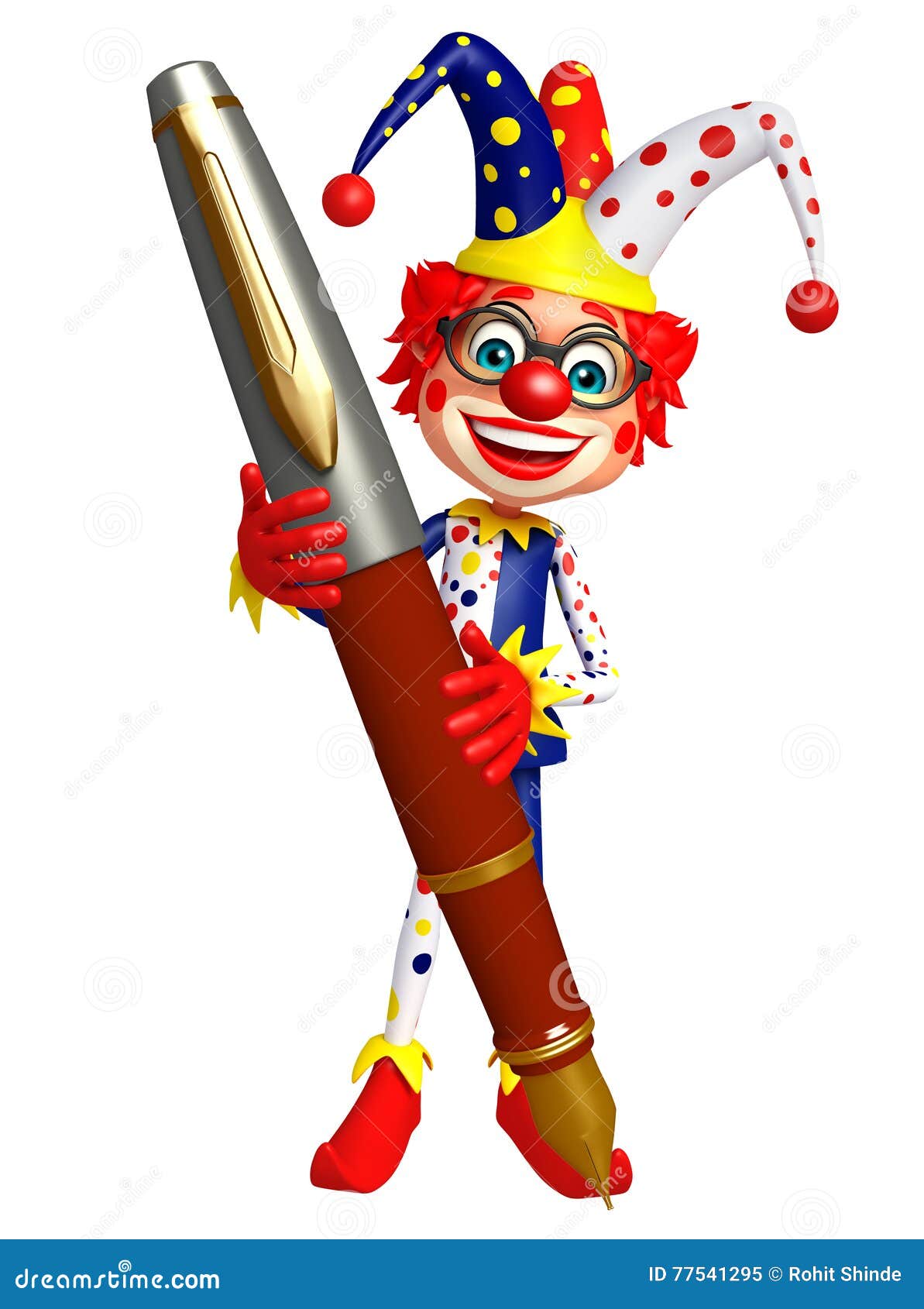 Clown with Pen stock illustration. Illustration of party - 77541295