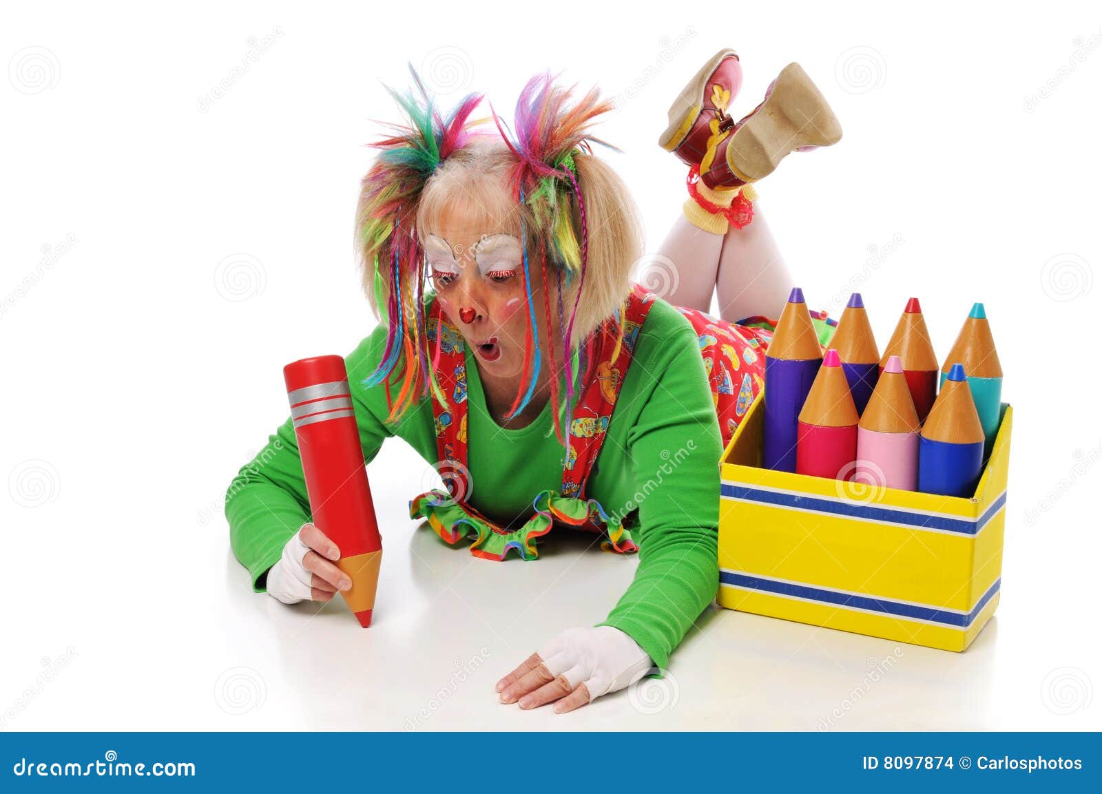 Clown with pencils stock photo. Image of excitement, happy - 8097874
