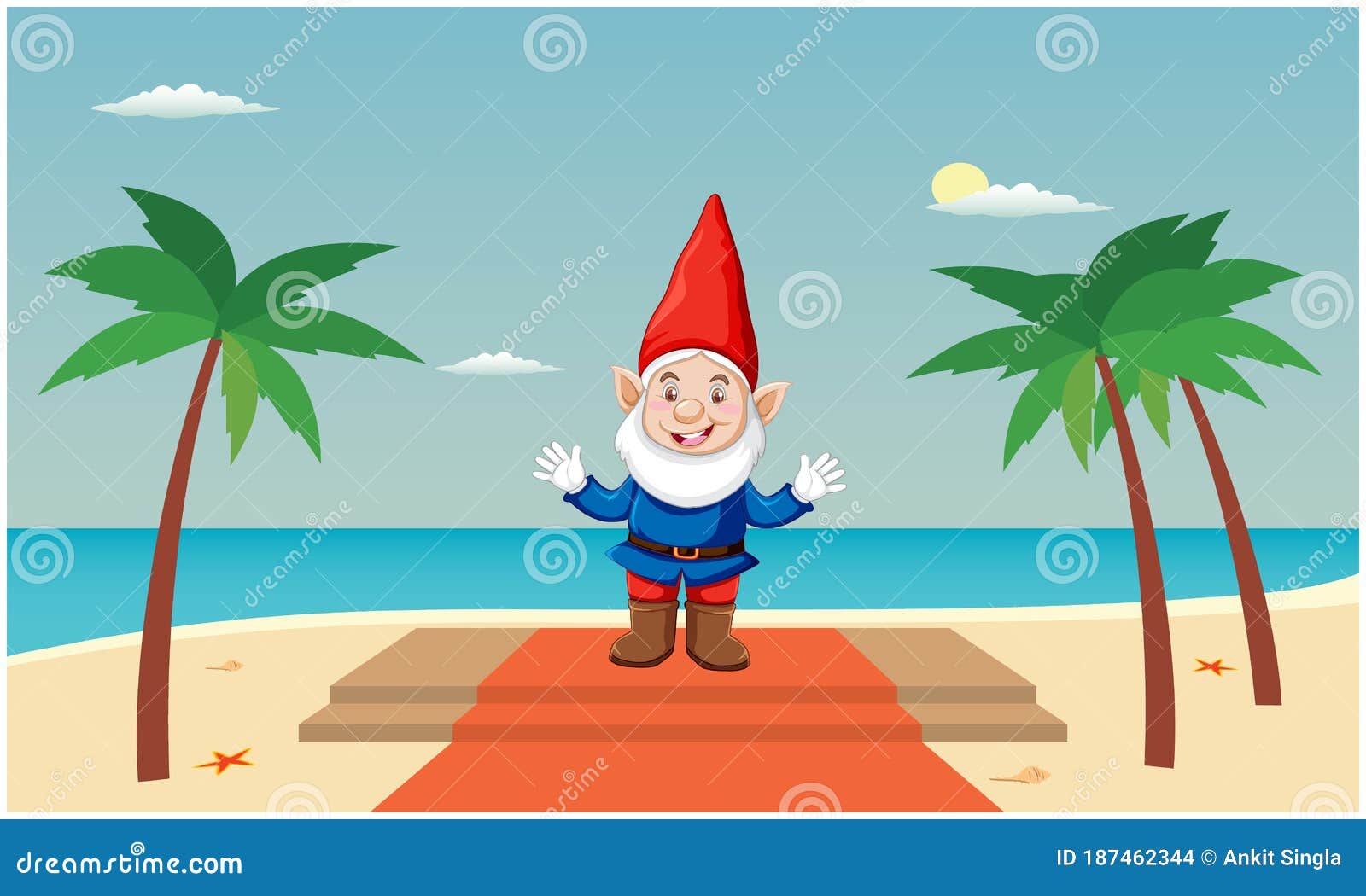 A Clown is Performing on the Beach Stock Vector - Illustration of ...