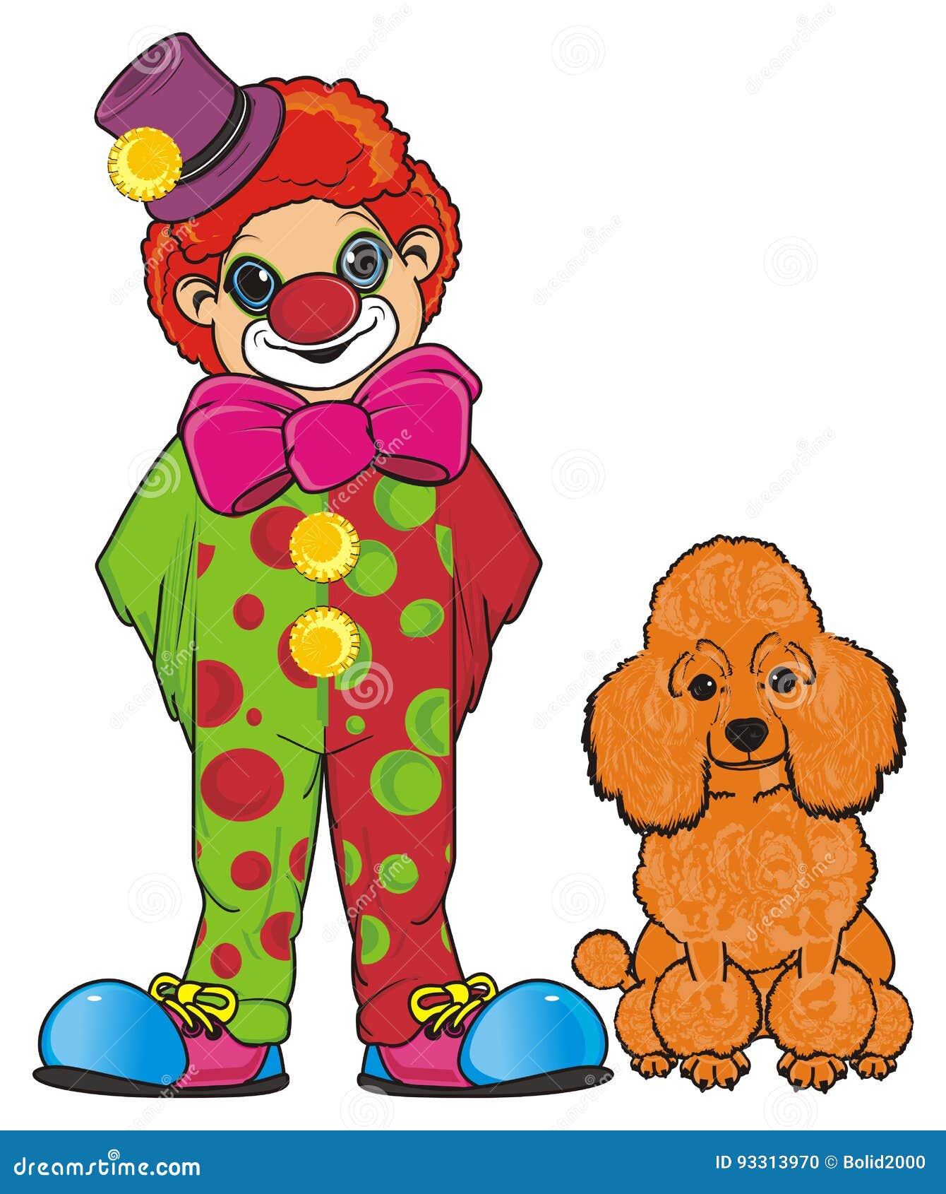 Clown with pet stock illustration. Illustration of animal - 93313970