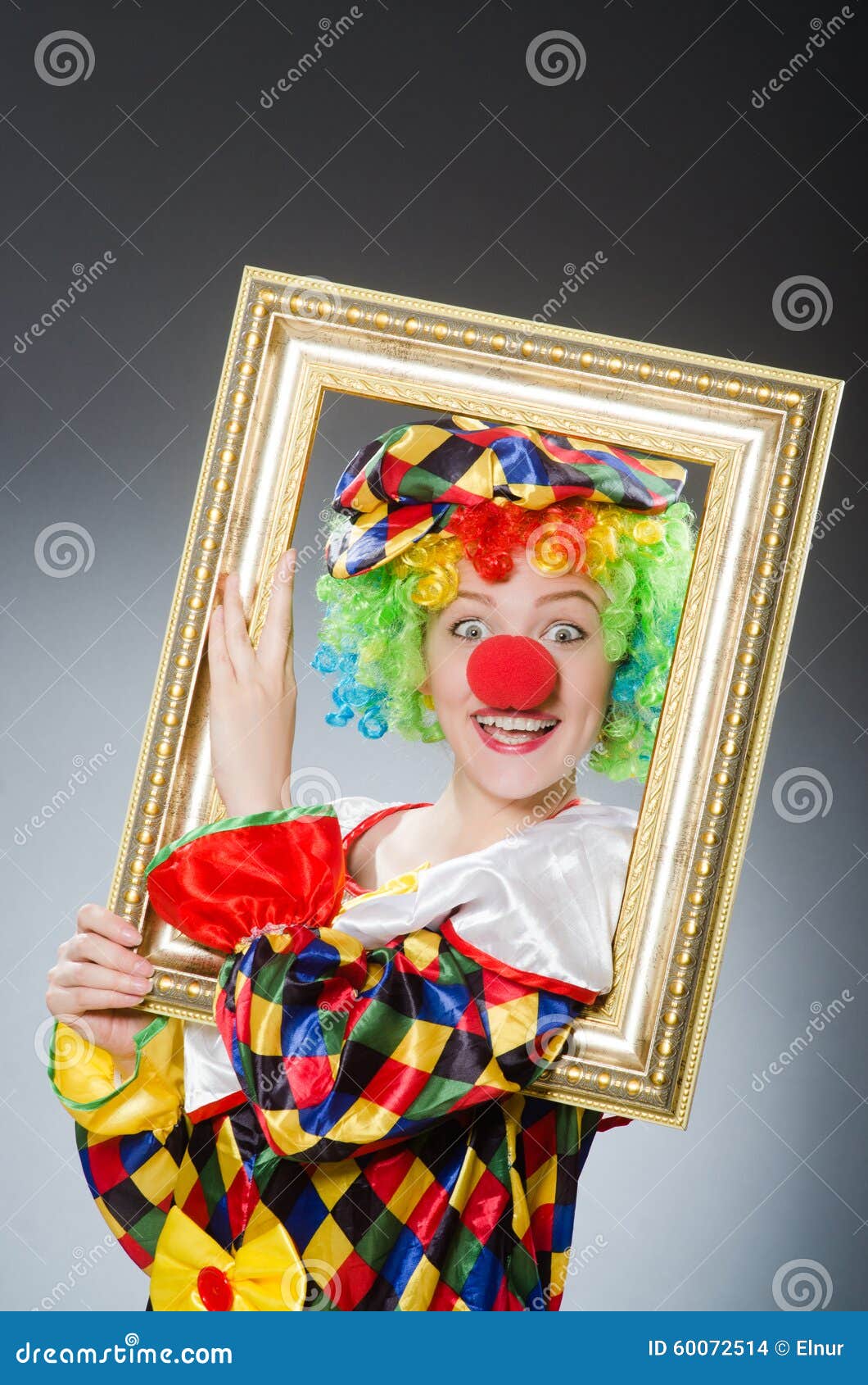 Clown with Picture Frame in Funny Concept Stock Photo - Image of ...