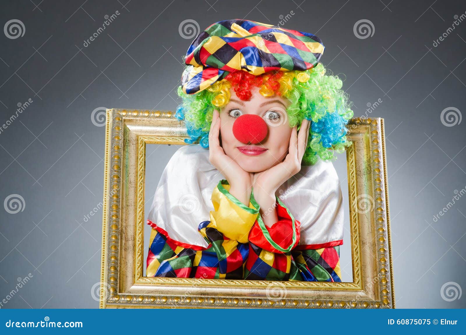 The Clown with Picture Frame in Funny Concept Stock Image - Image of ...