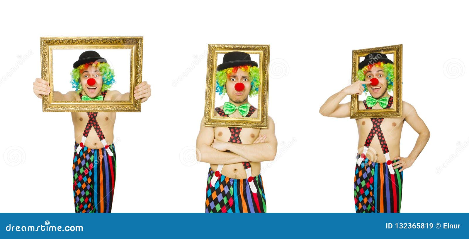 The Clown with Picture Frame Isolated on White Stock Image - Image of ...