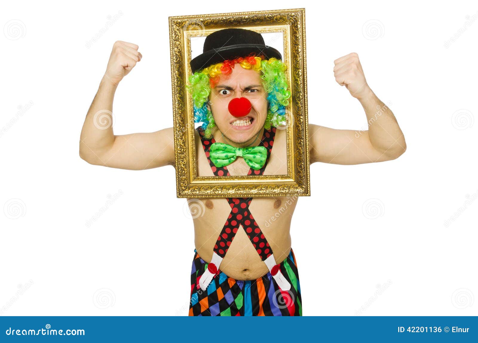 Clown with Picture Frame Isolated Stock Photo - Image of male ...
