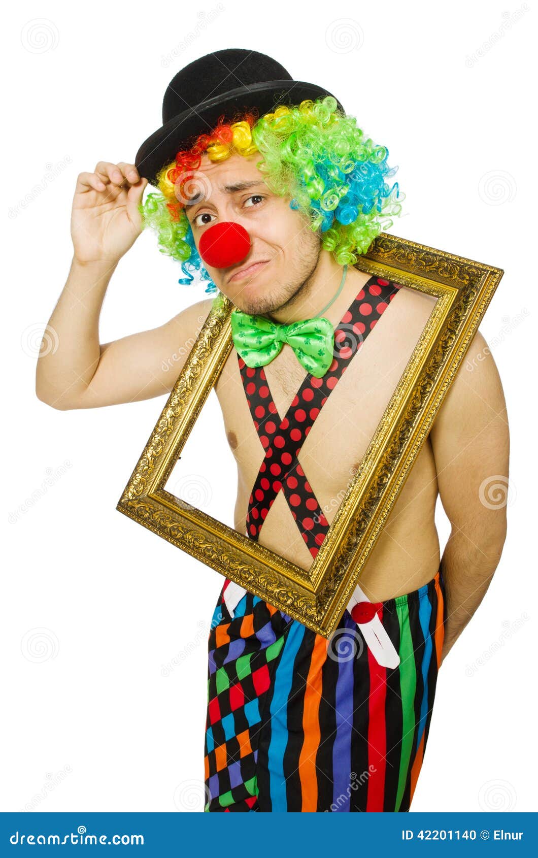Clown with Picture Frame Isolated Stock Photo - Image of carnival ...