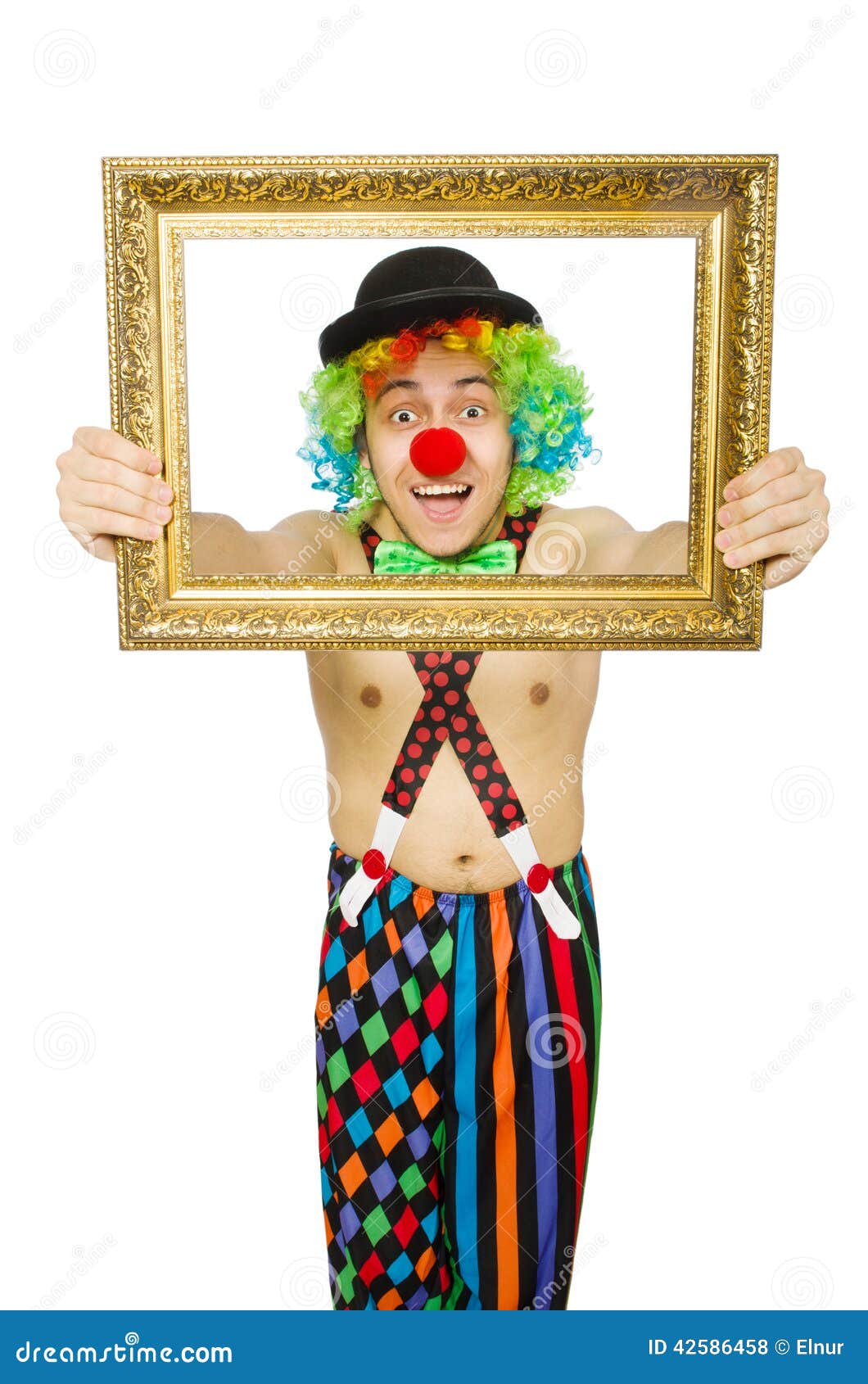 Clown with Picture Frame Isolated Stock Photo - Image of nose ...