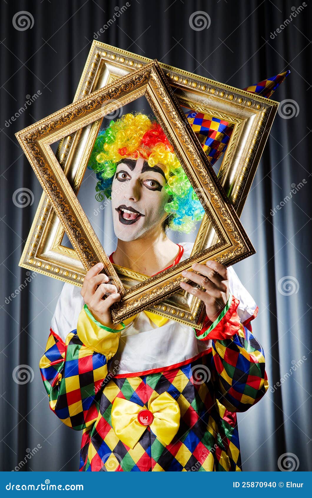 Clown with picture frames stock photo. Image of nose - 25870940