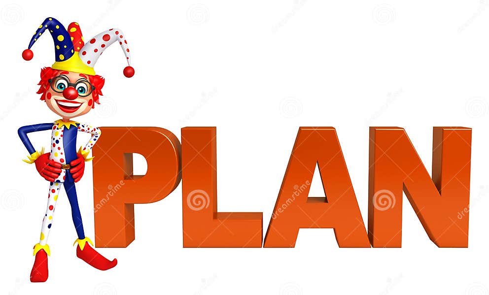 Clown with with Plan sign stock illustration. Illustration of funny ...