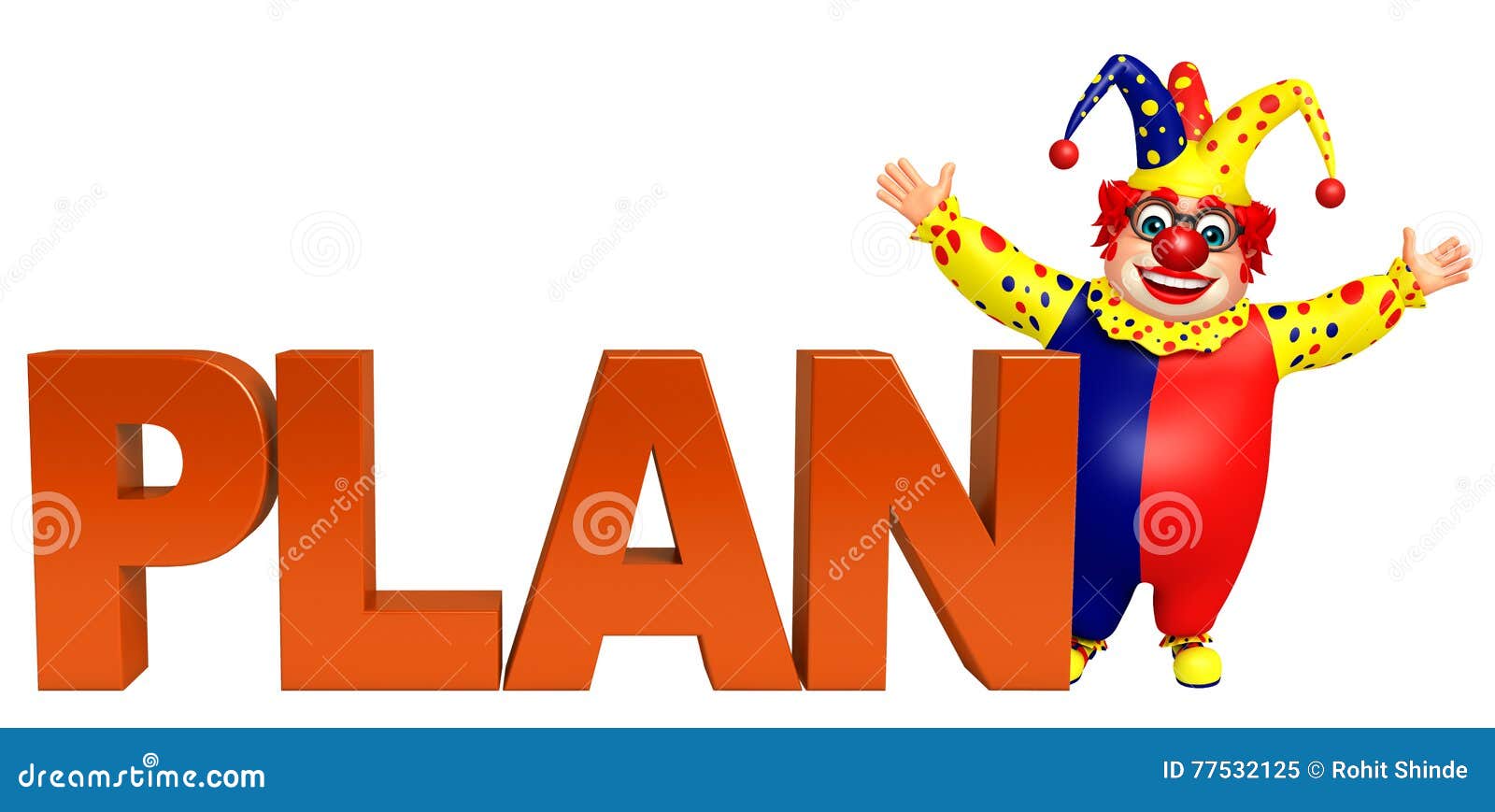 Clown with Plan sign stock illustration. Illustration of happy - 77532125